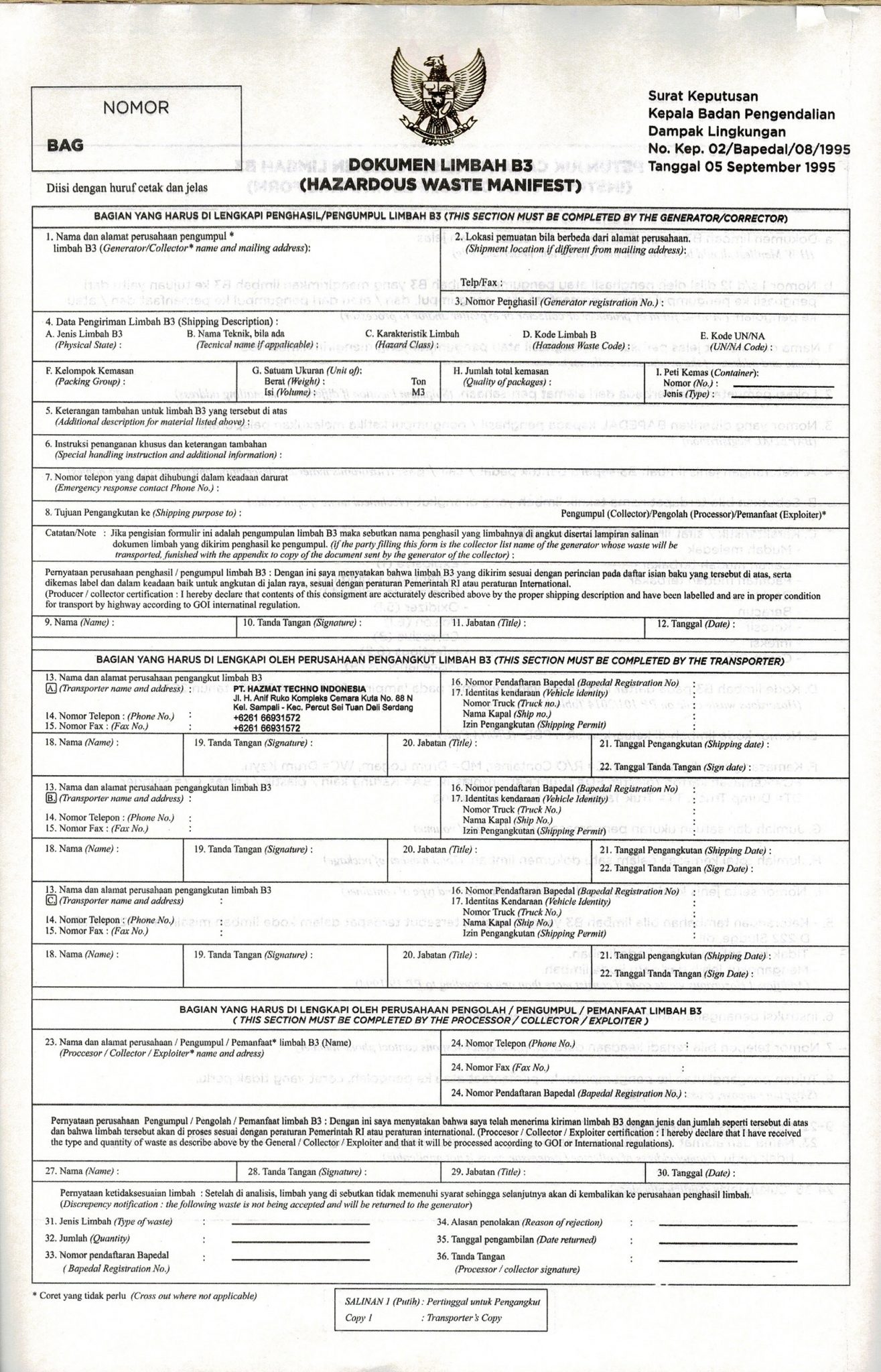 Penggunaan Manifest Elektronik (Festronik) Sebagai Dokumen Pengelolaan Limbah B3 – Hazmat Techno ...